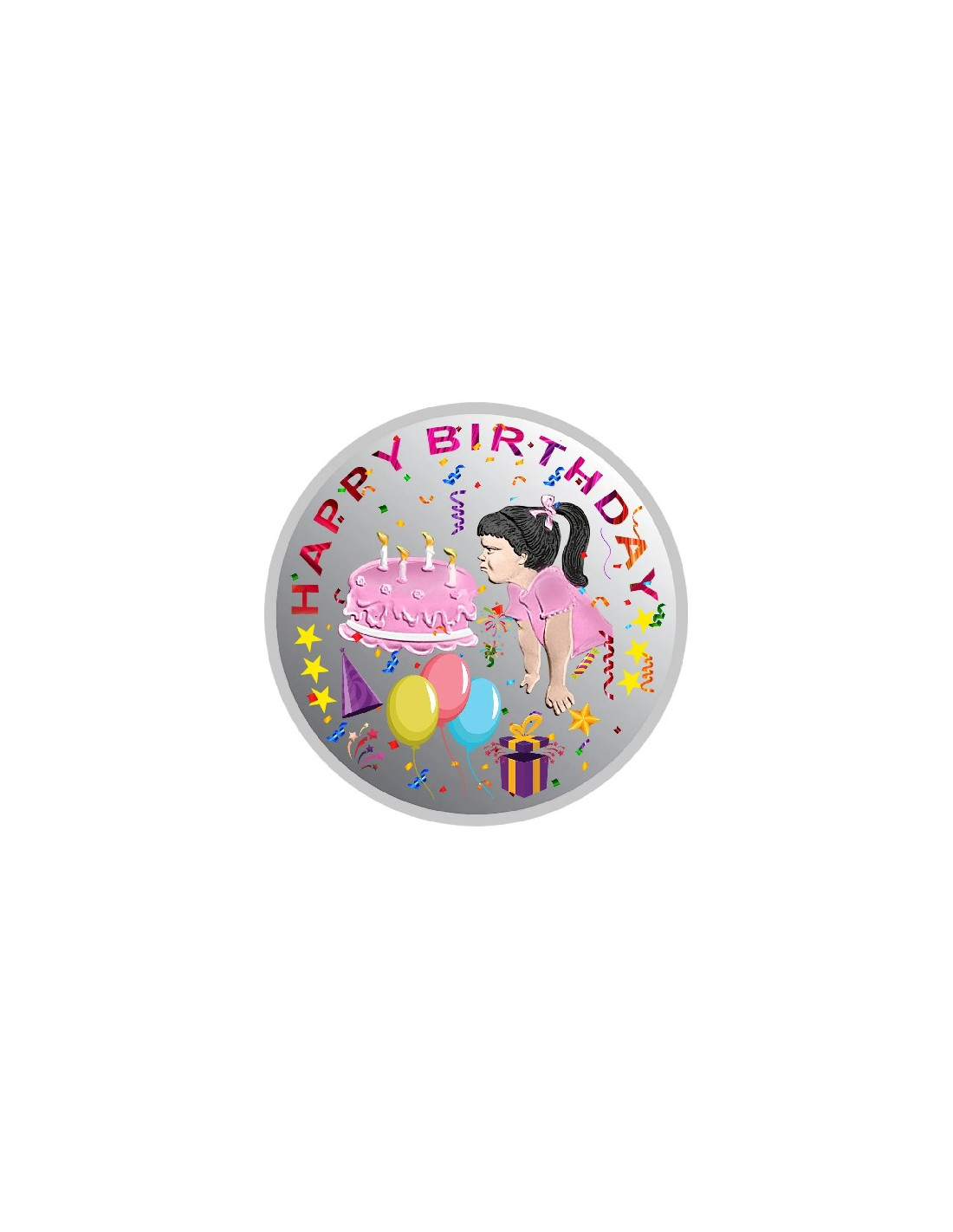 Coin Arts 3D Color Happy Birthday Girl Silver Coin of 20 Grams in 999 ...
