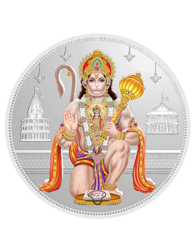 Coin Arts 3D Color Hanuman Ji Silver Coin of 20 Grams in 999 Purity ...